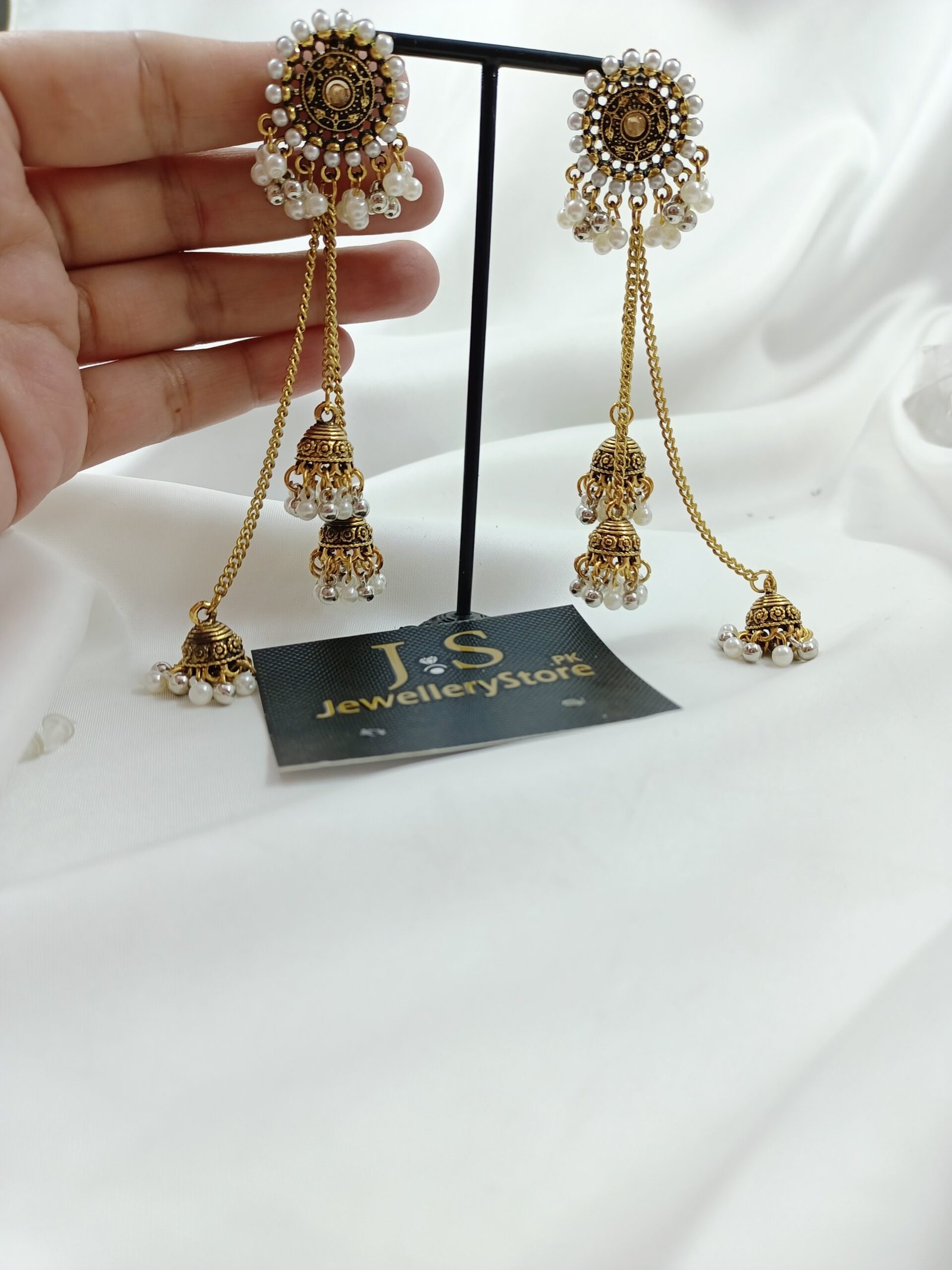 Antique Long Chain Jhumka Earrings Price in Pakistan – J.S Jewellery ...