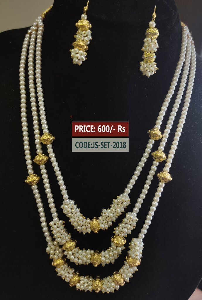 Indian Three Layer Chain Necklace Set - J.S Jewellery Store PK
