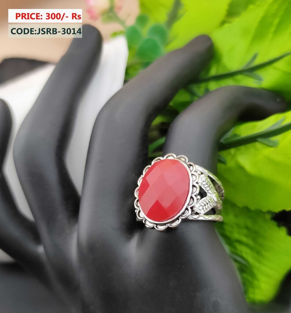 Branded Red Artificial Stone Silver Ring Price in Pakistan – J.S ...