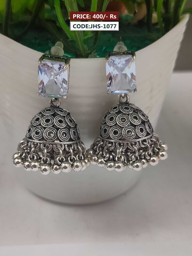 Indian Small Size Silver & Golden Jhumkay - J.S Jewellery Store PK