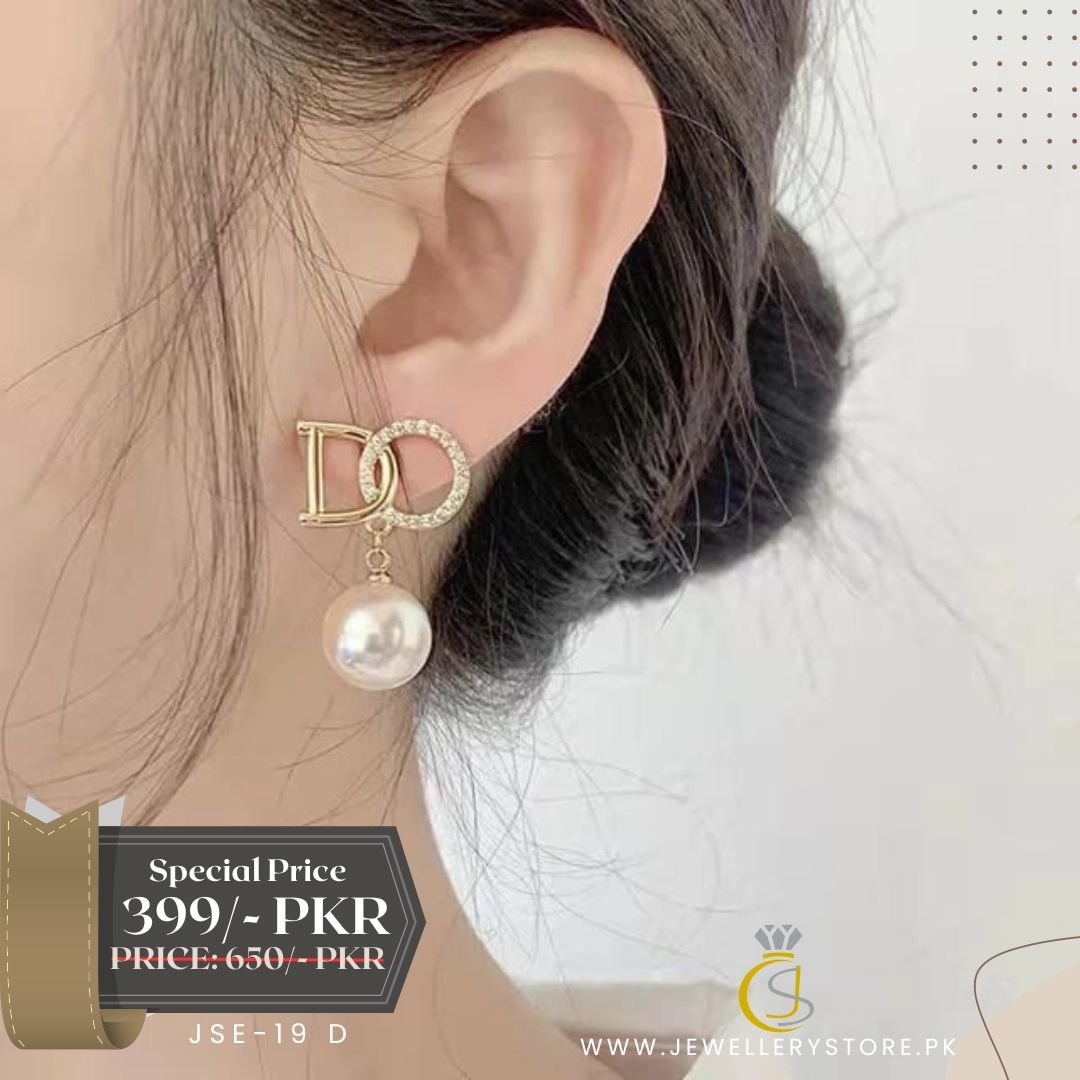New D Shape Pearl Stud Earrings - J.S Jewellery Store PK