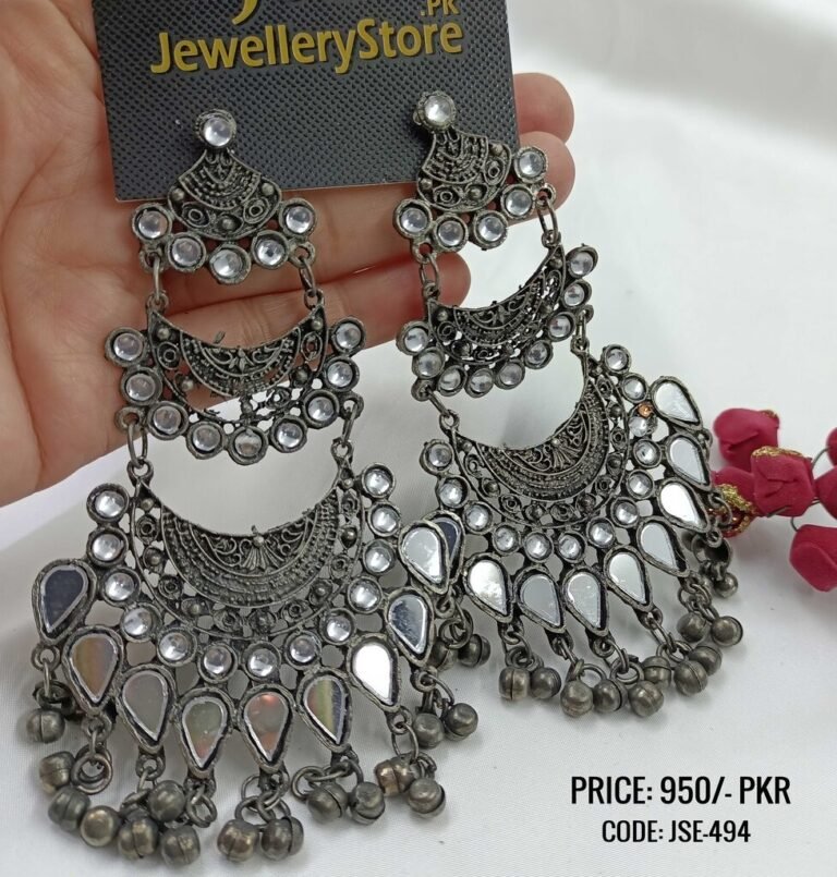Heavy Oxidized Silver Chand Bali Price in Pakistan – J.S Jewellery Store PK