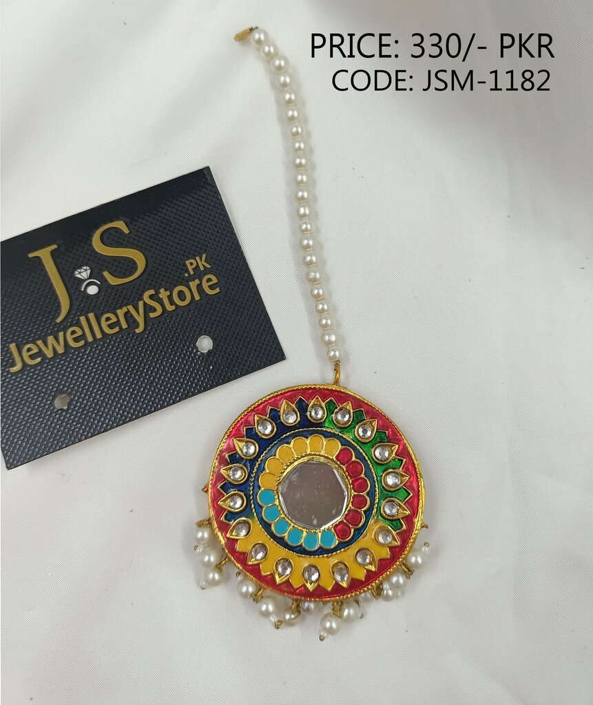 Traditional Multi Color Mirror Meenakari Maang Tikka Price in Pakistan ...