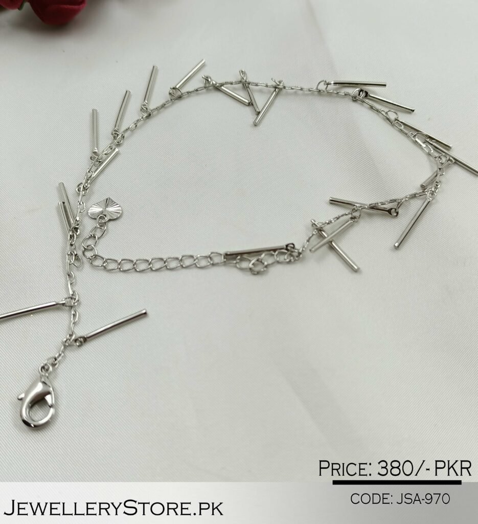 Trendy Silver Anklet With Charm - J.S Jewellery Store PK