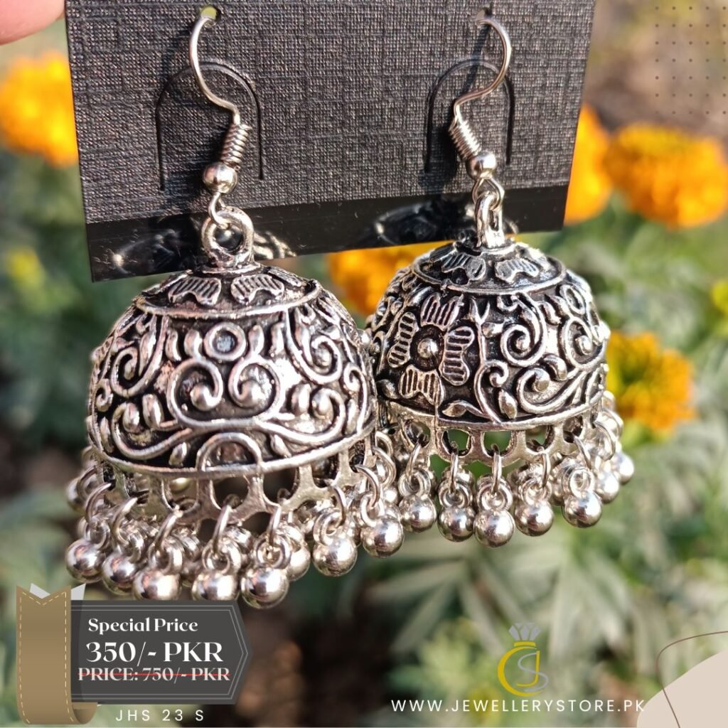Oxidized Silver Jhumkas - J.S Jewellery Store PK