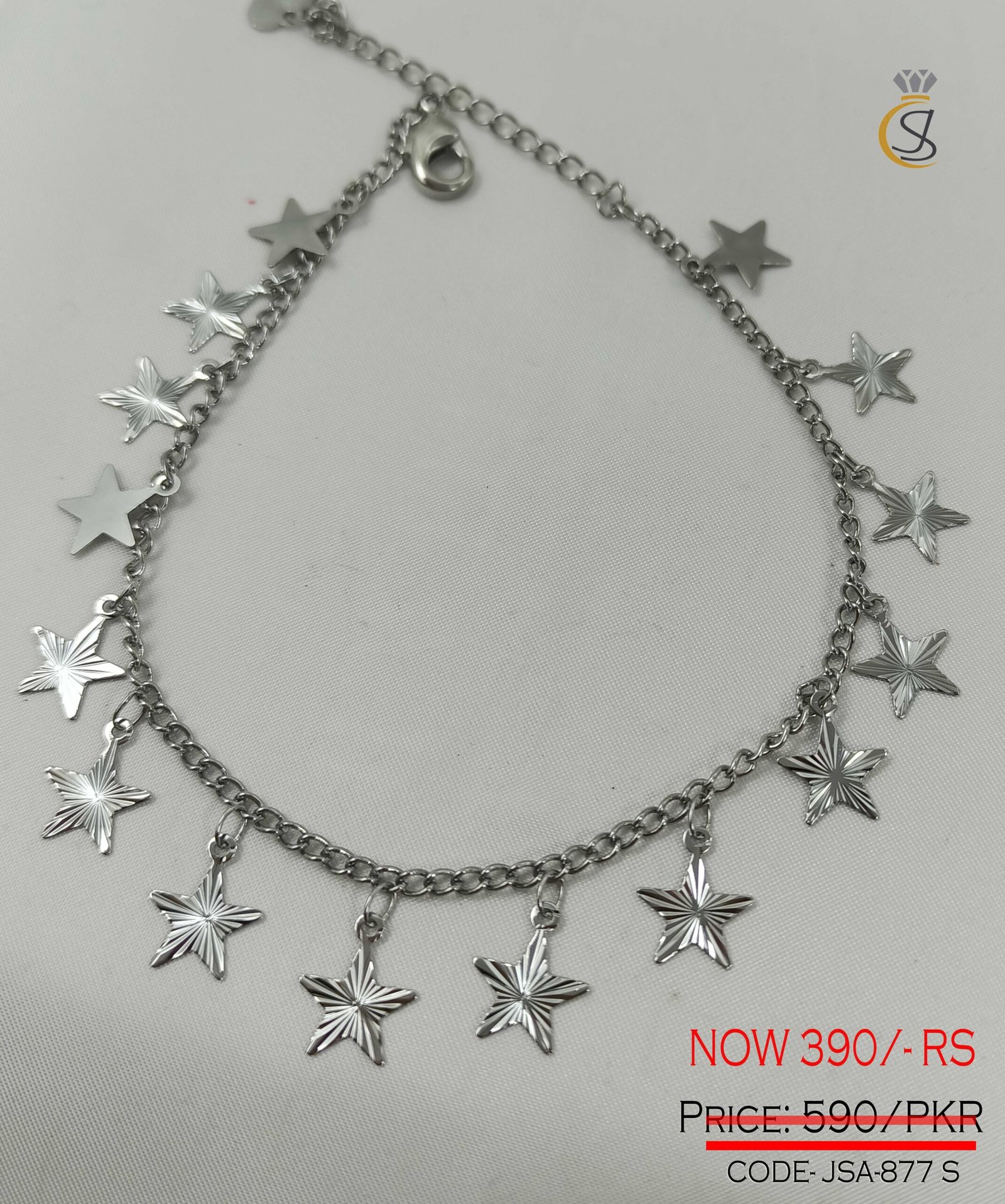 Geometric Silver Star Anklets - J.S Jewellery Store PK